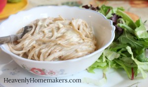 Simple Three Cheese Spaghetti (On a Simple Budget) | Heavenly Homemakers